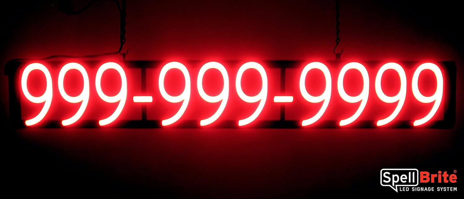 SpellBrite Ultra Bright 7 DIGIT PHONE NUMBER Sign Neon Look LED Performance spellbrite-ultra-bright-7-digit-phone-number-sign-neon-look-led-performance