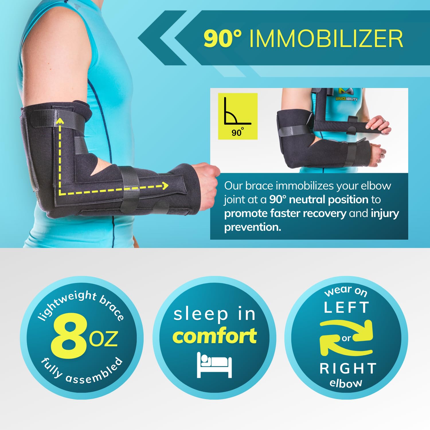 Mua BraceAbility Elbow Immobilizer Brace | Removable Long Arm Cast and Soft Forearm Orthosis ...