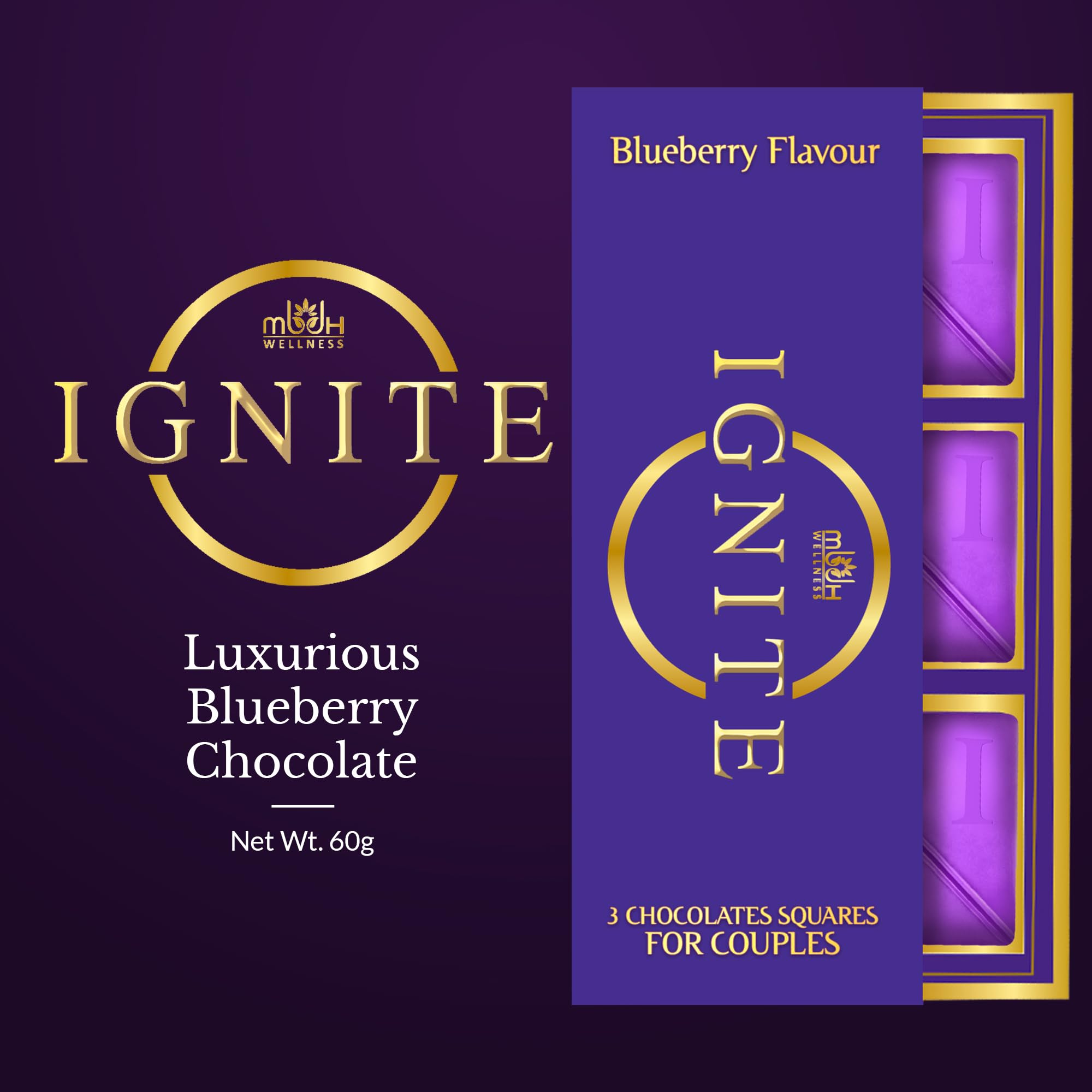 Ignite Chocolate Bars - Premium Blueberry Flavor Chocolate Squares For ...