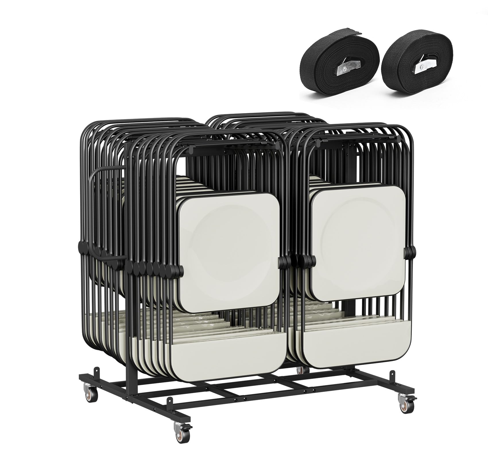 Folding Chair Rack on Wheels, Heavy Duty Folding Chair Cart for Storage ...