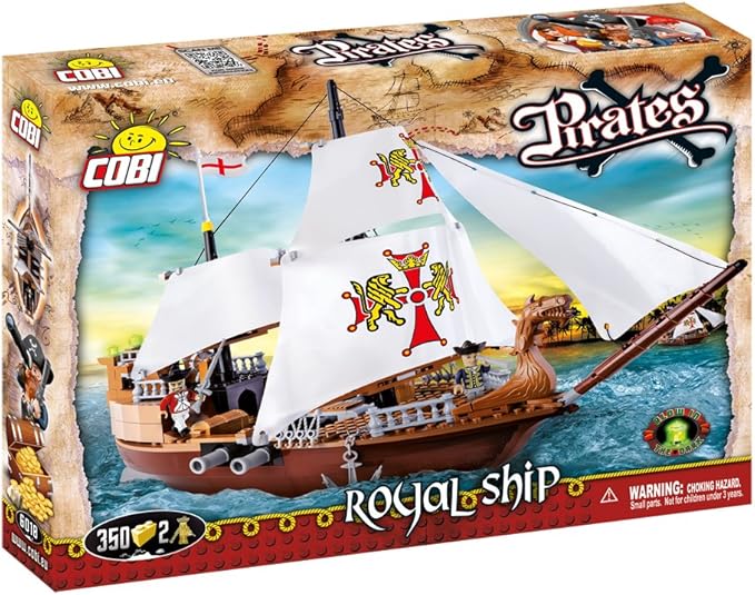 COBI 6018 Pirates-Royal Ship (350 Pcs) Building Set, Brown/White/Beige ...