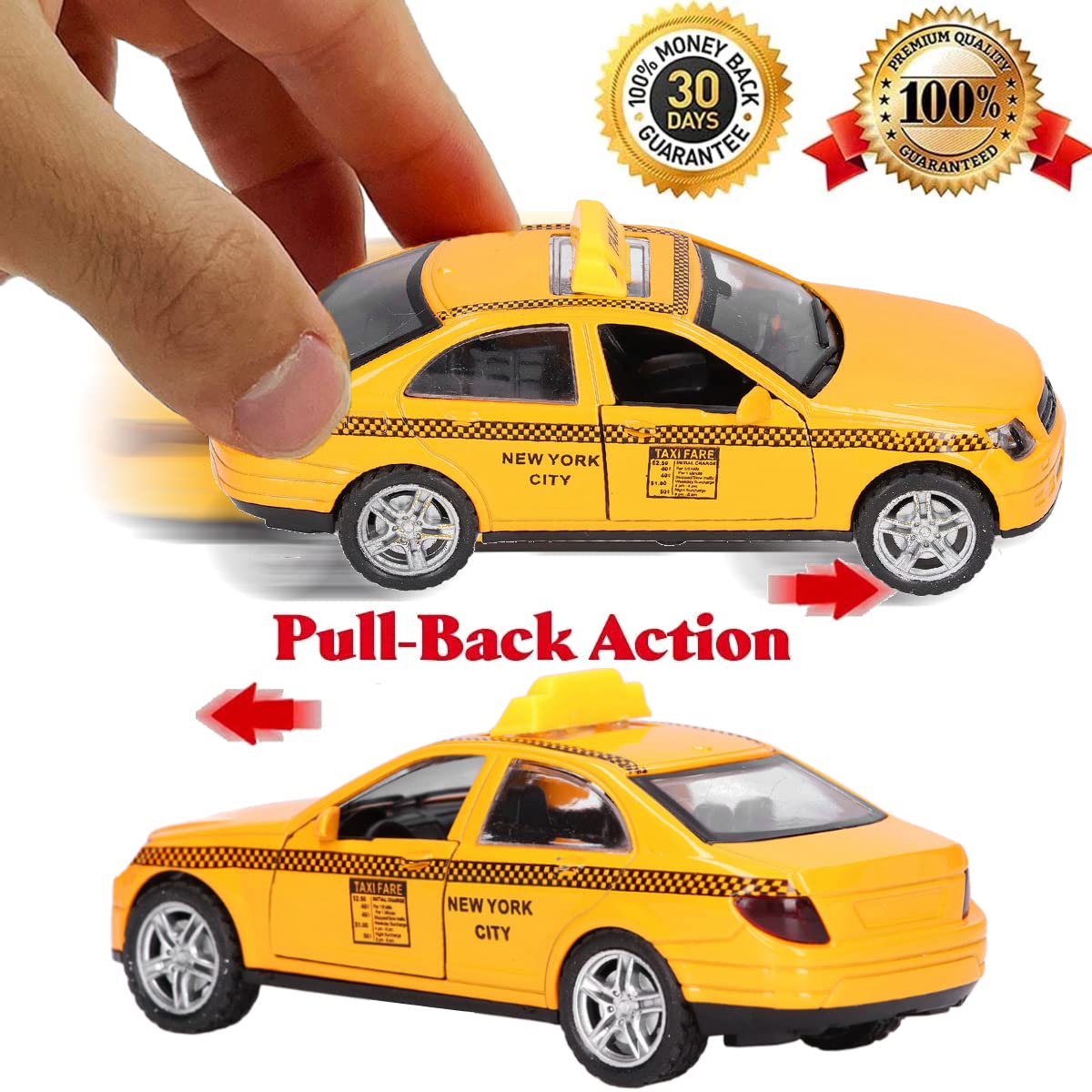 Mua Diecast Pullback Taxi Cab Model Car - 1:40 Scale Yellow Taxi with ...