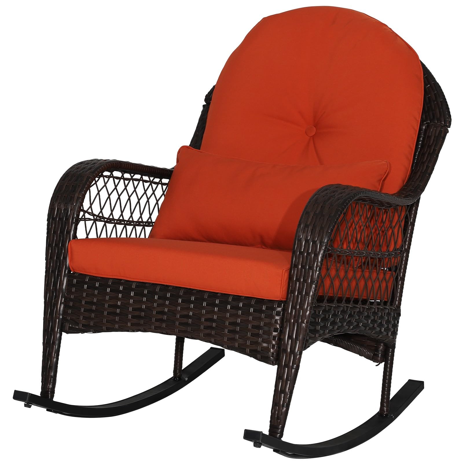 Mua MEDIMALL Outdoor Wicker Rocking Chair, Patio Rattan Rocker w/Lumbar ...