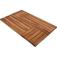 Bambusi Floor Mat Bamboo Bath Shower Mat Non-Slip, Made of 100% Natural ...