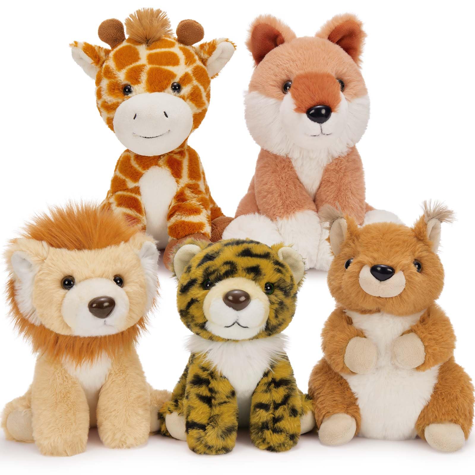 Muiteiur 5 Piece Forest Stuffed Animals,7.1 Inch Cute Jungle Plush Toys ...