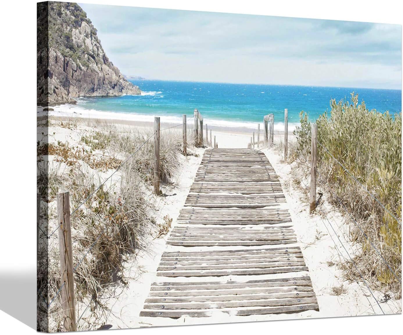 Amazon.com: Beach Path Picture Wall Art: Seascape Canvas Painting ...