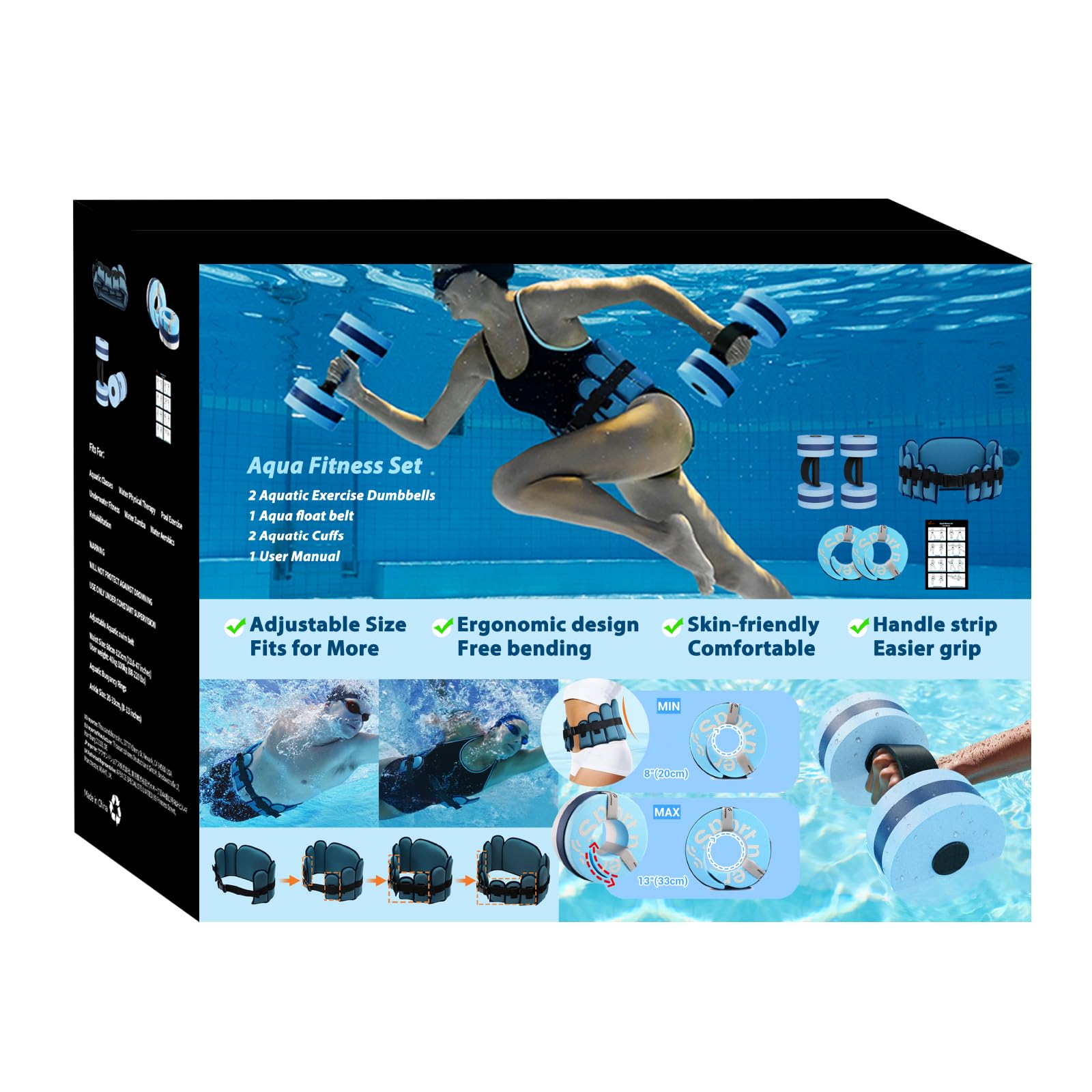 Sportneer Water Aerobics Pool Exercise Equipment Water Workout Combo ...