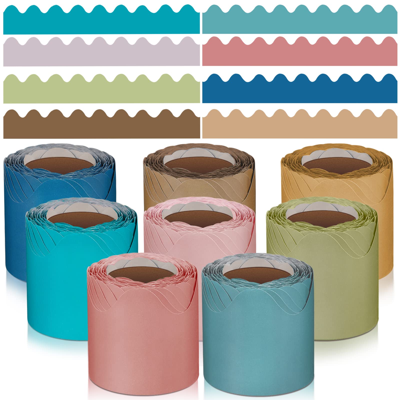8 Rolls Scalloped Bulletin Board Borders - 262.4 Feet Classroom Borders ...