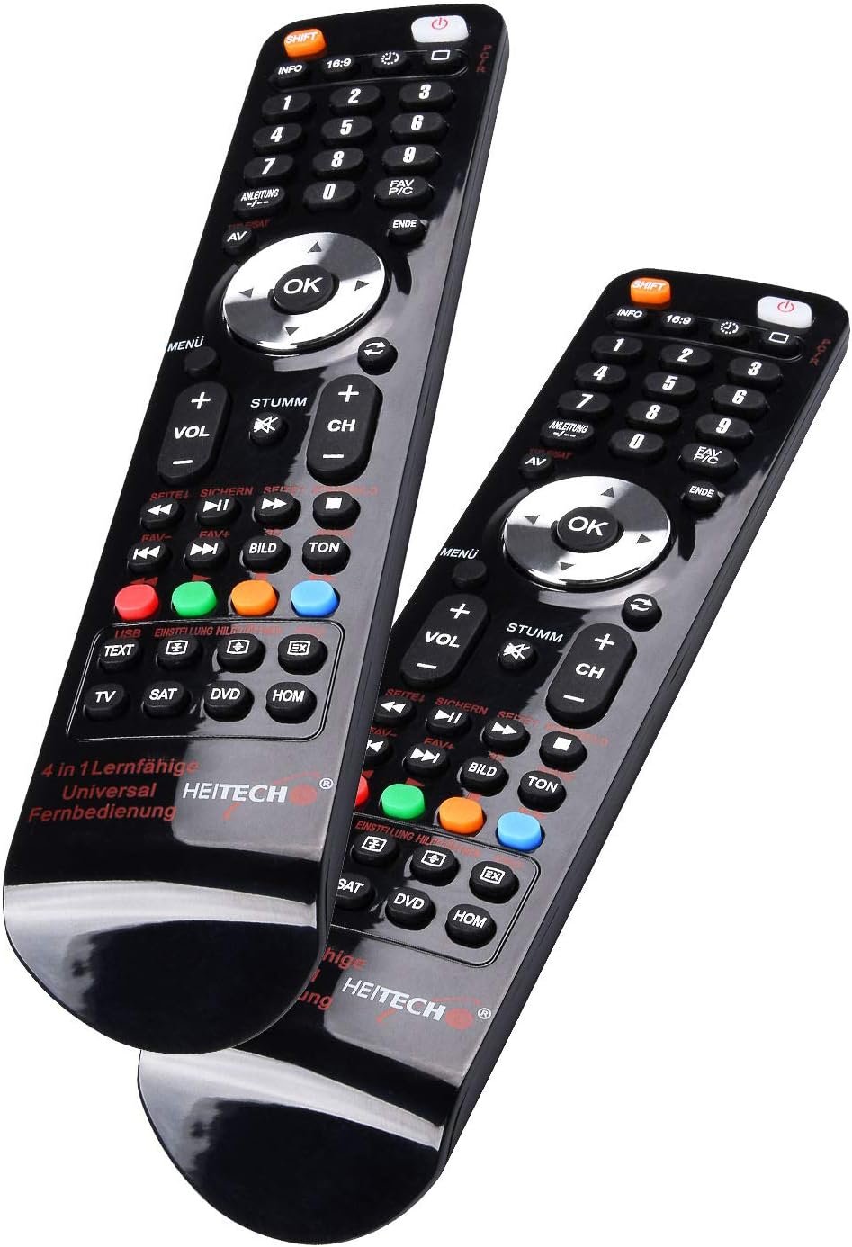 HEITECH Universal Fernbedienung für 4 Geräte 2er Pack: Amazon.de ...