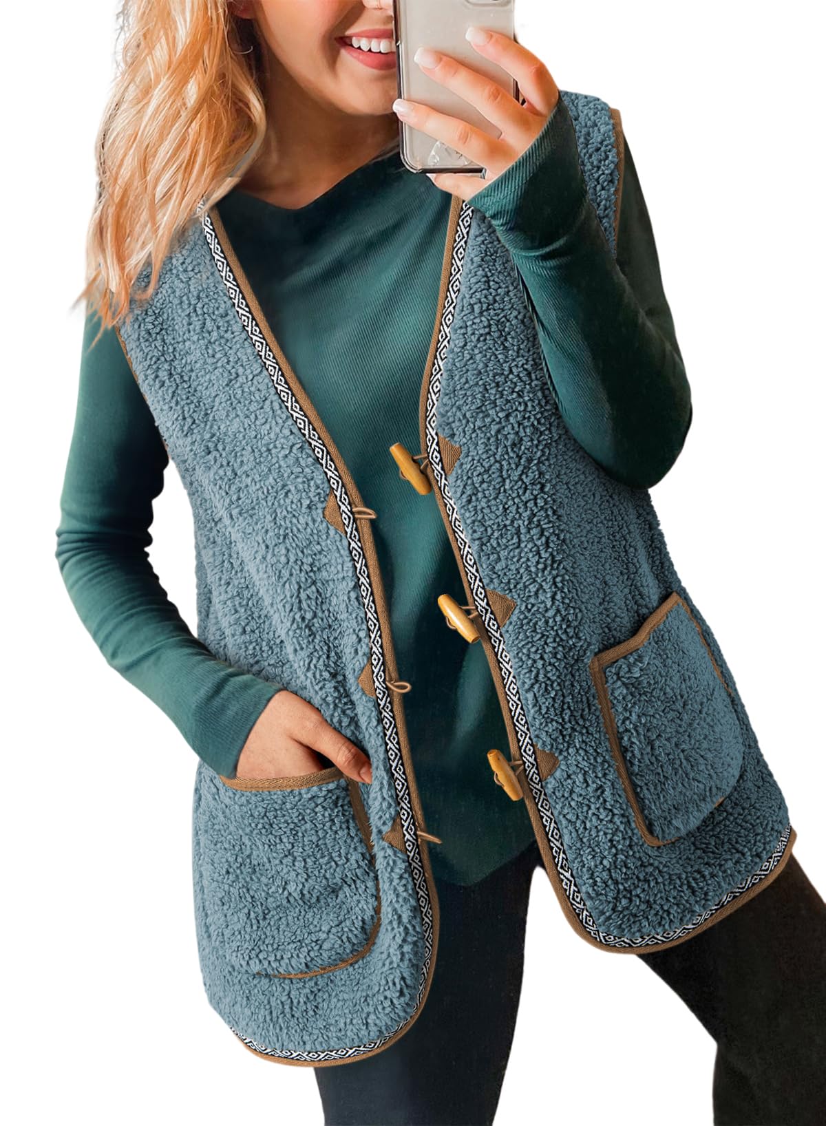 Dokotoo Women's Winter Fuzzy Fleece Vest for Women 2024 Fashion Warm ...