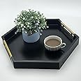 Amazon.com: Serving Tray with Polished Metal Handles, Hexagon Coffee ...
