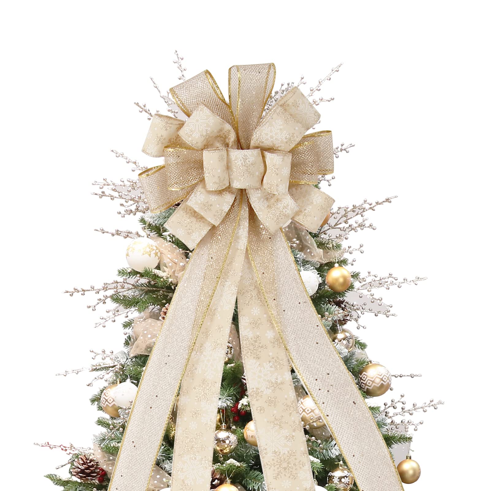 Christmas Tree Topper Bow, 44X12 Inch Artificial Xmas Tree Flower ...
