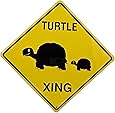 Amazon.com: Turtle Crossing Xing Metal Tin Funny Road Sign: Garden ...