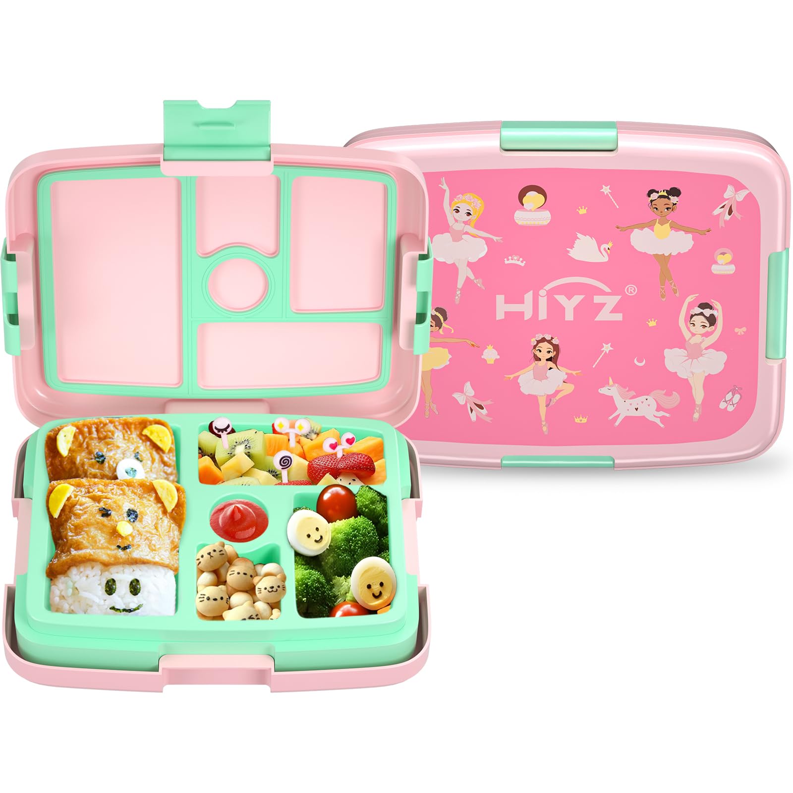 HiYZ Bento Box for Kids, Kids Lunch Box with 5-Compartment, Kids Bento ...