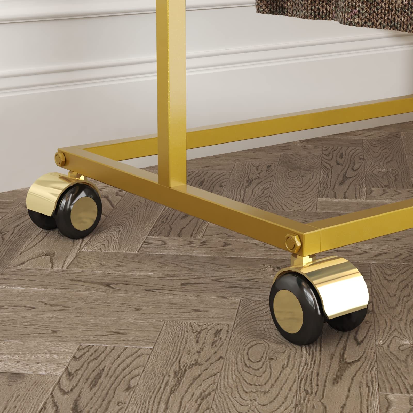 HOMEKAYT Gold Clothing Rack On Wheels 2 Tier Gold Hanging Rack Gold ...