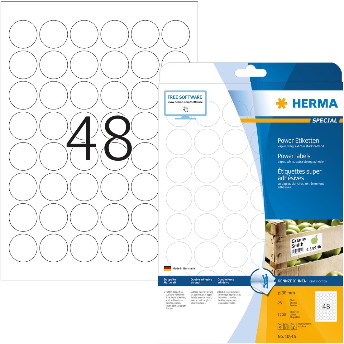 HERMA Extra-Strong Adhesive Extreme Heavy Duty Labels, 48 Labels Per A4 ...