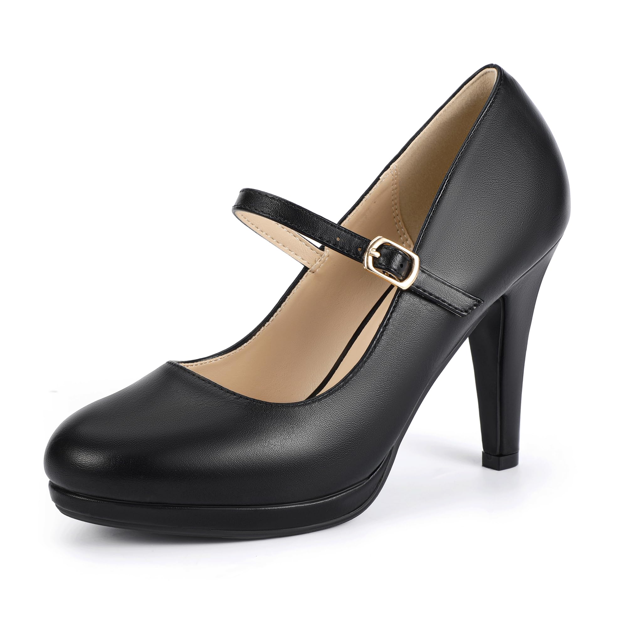 IDIFU Black Heels Closed Toe Mary Jane Shoes Platform High Stiletto ...