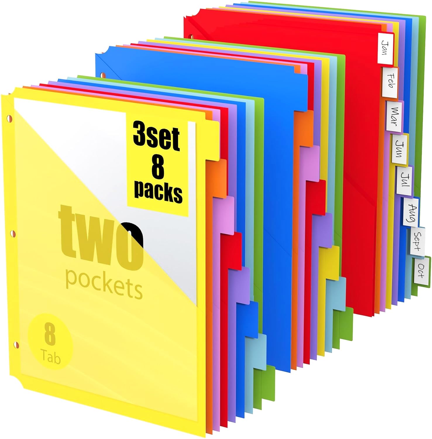 HABGP 8 Tab Dividers for 3 Ring Binder with Front Pocket, 24 Pcs ...