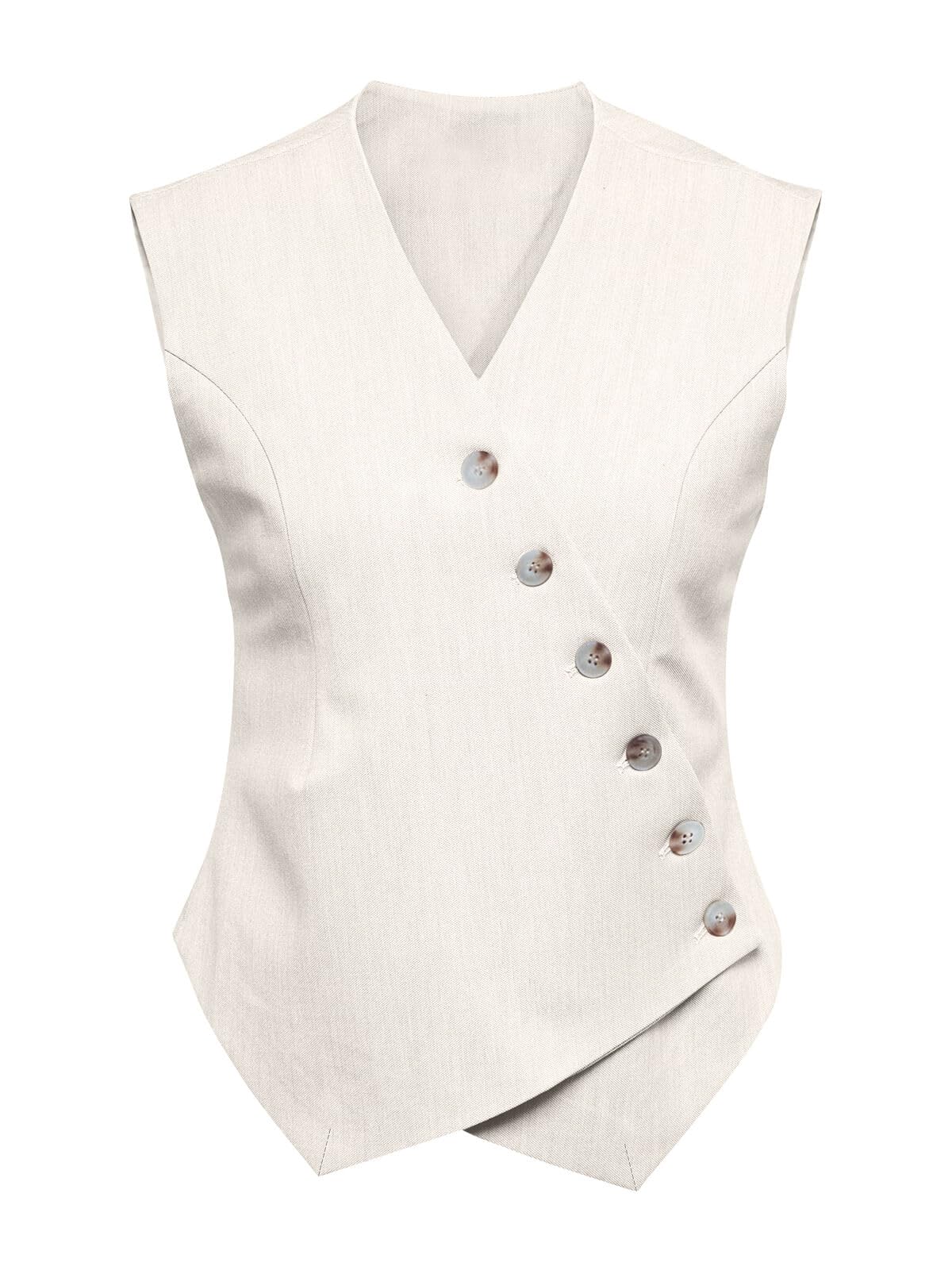 Cicy Bell Womens Waistcoat Vest Sleeveless Blazers V Neck Button Up ...