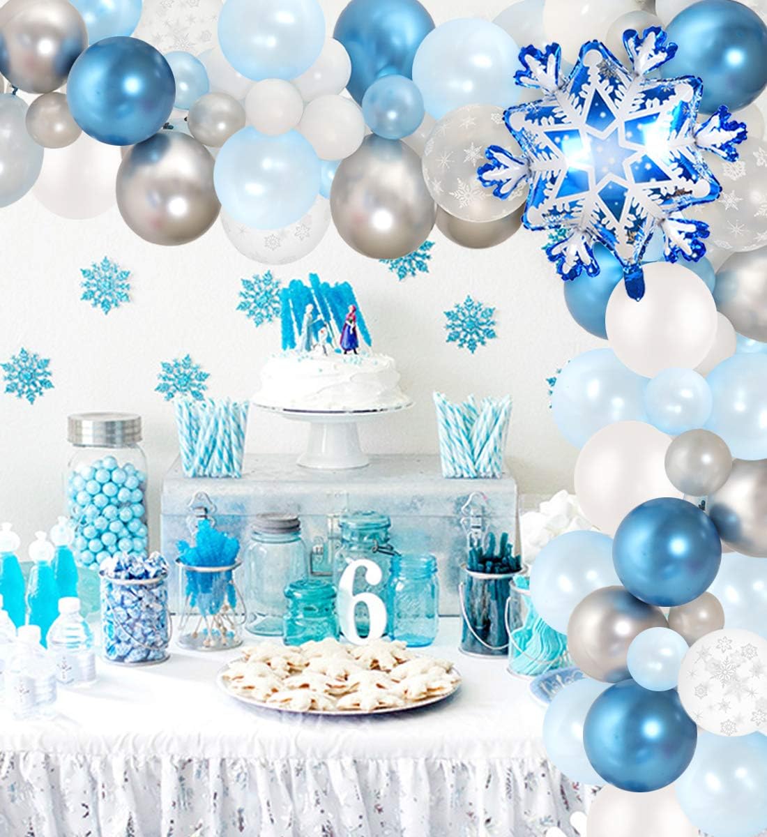 Sursurprise Snowflake Balloon Garland Arch kit 90 Pack Snowflake ...