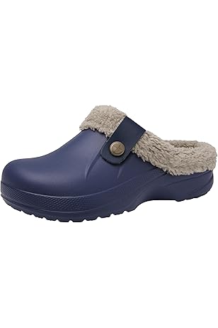 Waterproof Slippers Women Men Fur Lined Clogs Winter Garden Shoes Warm ...