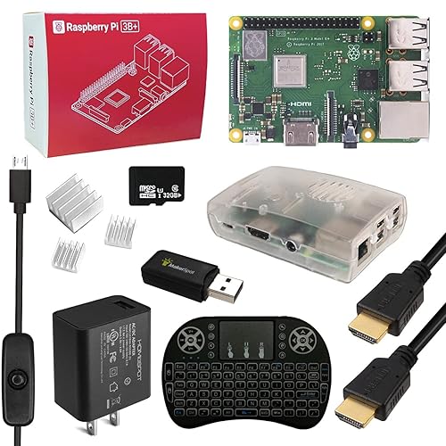 Raspberry Pi 3 B+ Model B Plus Starter Kit w/Mini Wireless Keyboard ...