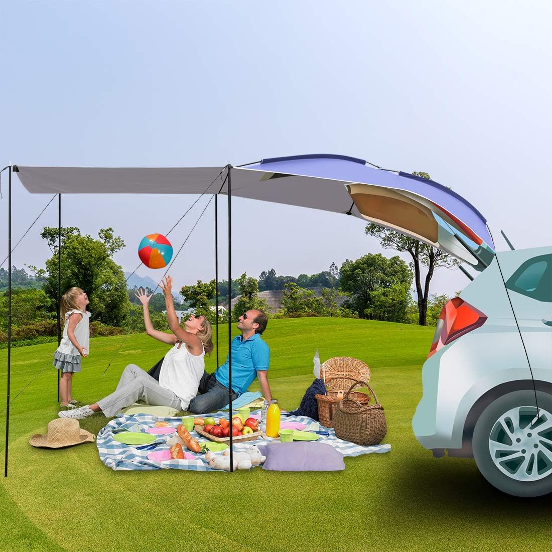 WISAMIC Car Tent Sun Shelter – Waterproof Auto Canopy Camper Trailer ...