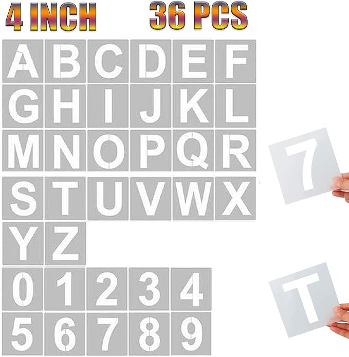 Amazon.com: 4 Inch Letter Stencils and Numbers, 36 Pcs Alphabet Art ...
