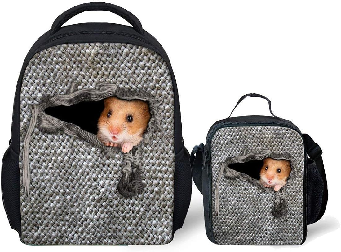 Instantarts Hamster Backpack Set and Lunch Bag for Kids Back to School ...