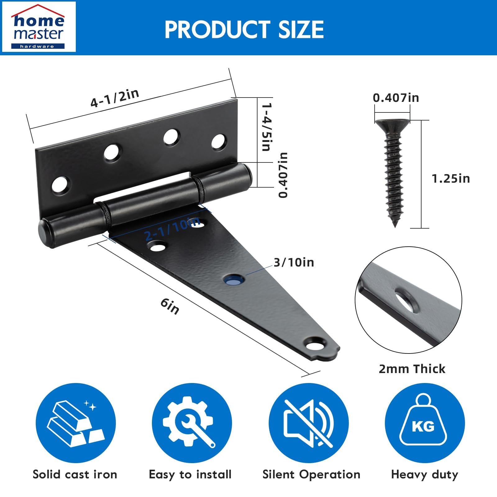 HOME MASTER HARDWARE 6 Inch Gate Hinges,Heavy Duty Shed Door Hinges For ...