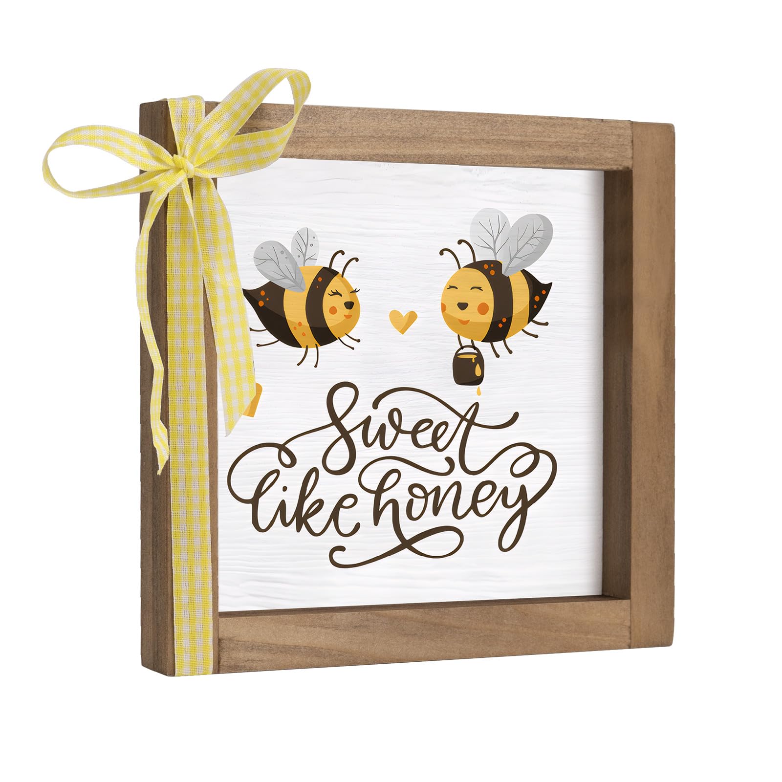 pechpell Wooden Bee Happy Sign, 6 Inch Honey Bee Themed Wall Decor ...