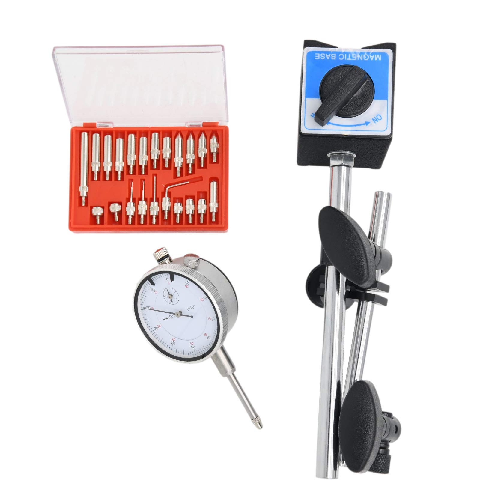 Mua Dial Indicator with Magnetic Base, 0-1.0" Tester Gage, 0.001 ...