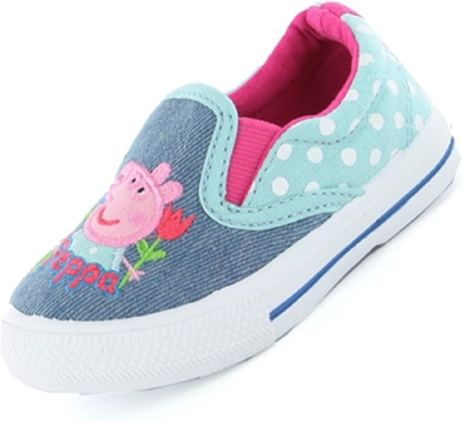 Peppa Pig Satsuma Girls Slip On Canvas Shoes (5 UK Infant) Blue/Pink ...