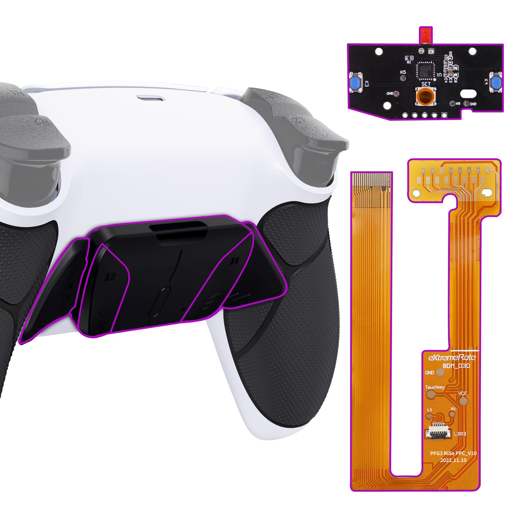 Mua eXtremeRate Black Rubberized Grip Programable RISE4 Remap Kit for ...