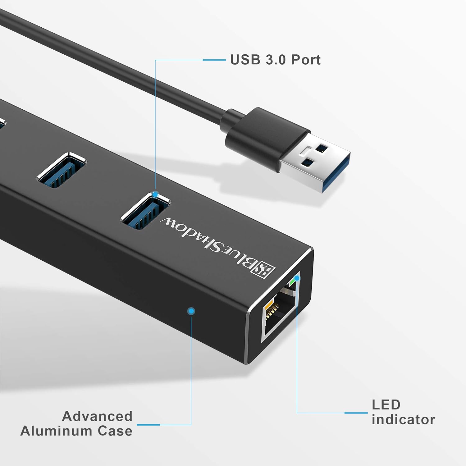 Prideal USB 3.0 Ethernet HUB,USB to 3-Port USB 3.0 Hub with RJ45 ...
