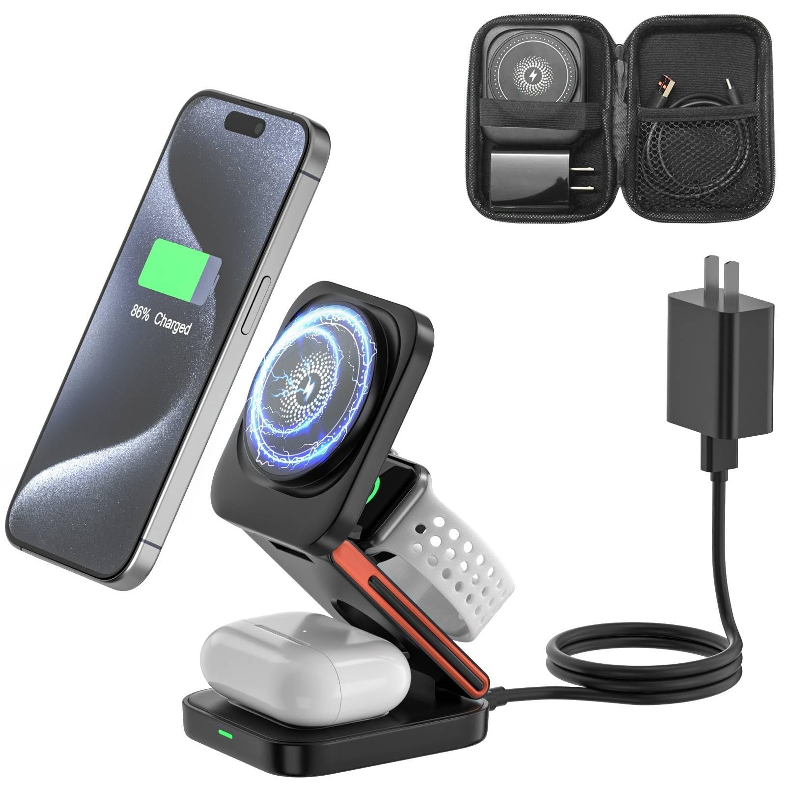 Foldable Wireless Charger 3 in 1-Magnetic Wireless Charging Station for ...