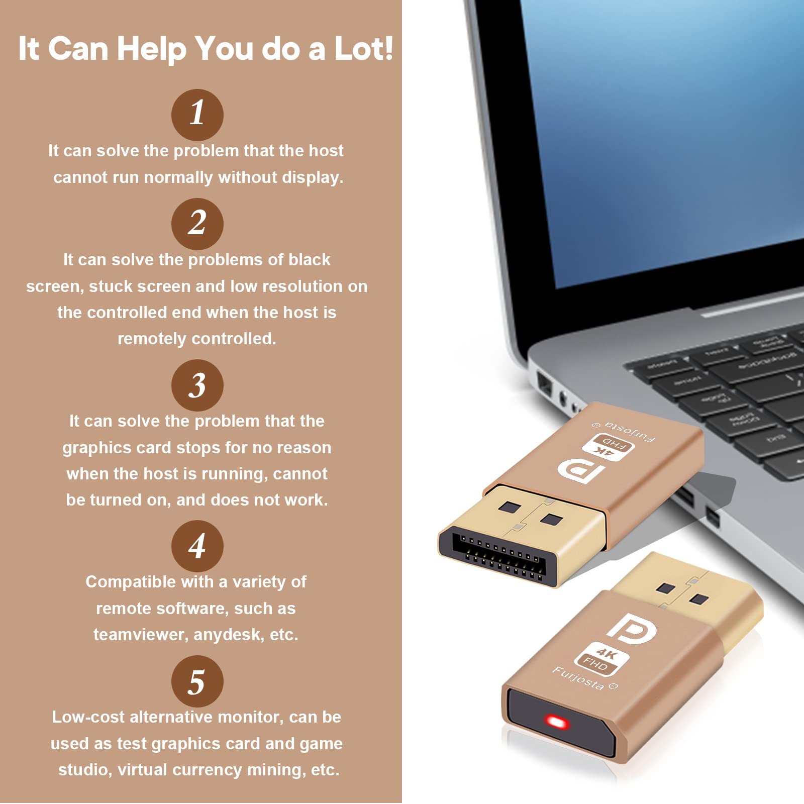 Mua Furjosta DisplayPort Dummy Plug Virtual Display Adapter & Headless ...