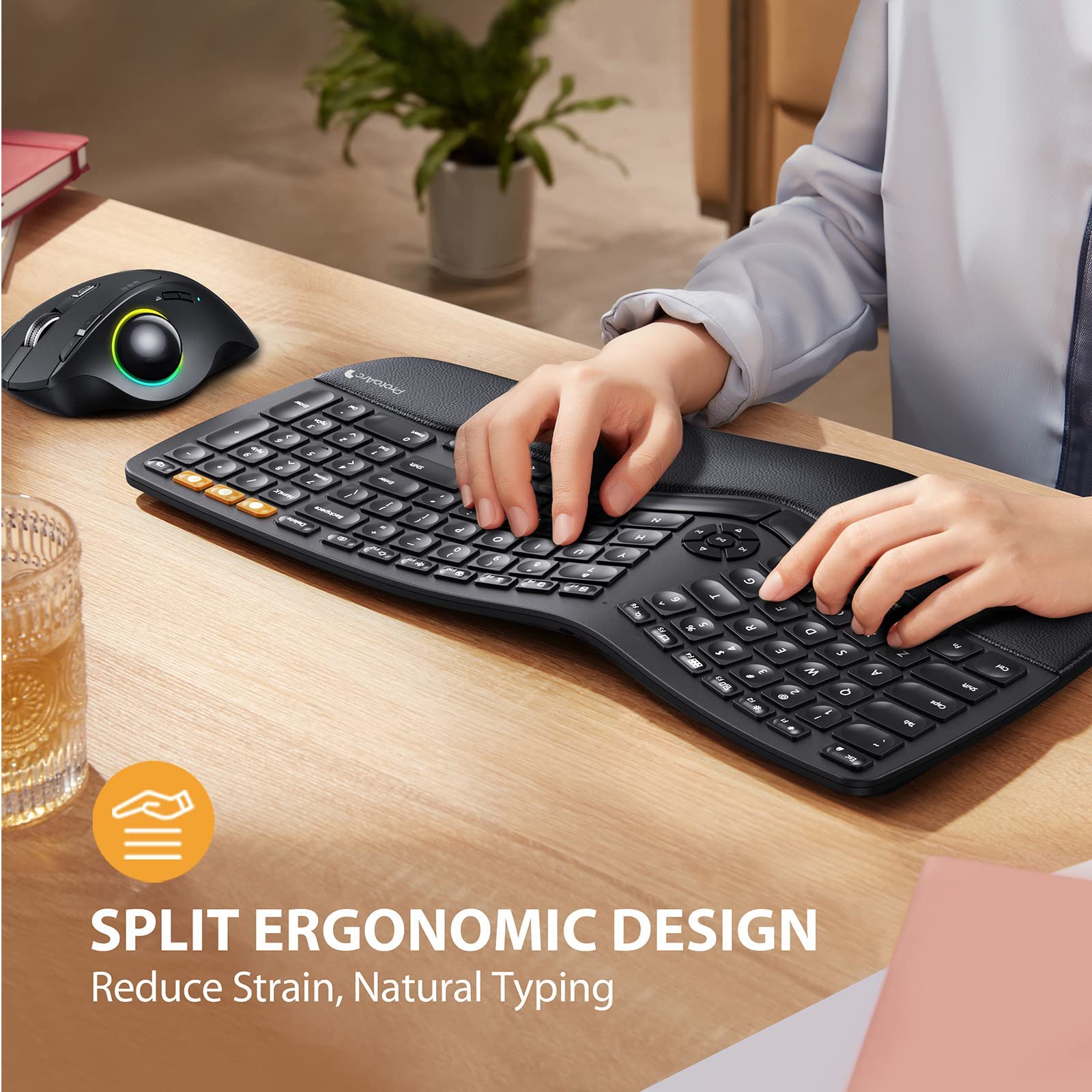 Mua ProtoArc Backlit Wireless Ergonomic Keyboard, EK01 Bluetooth Ergo ...