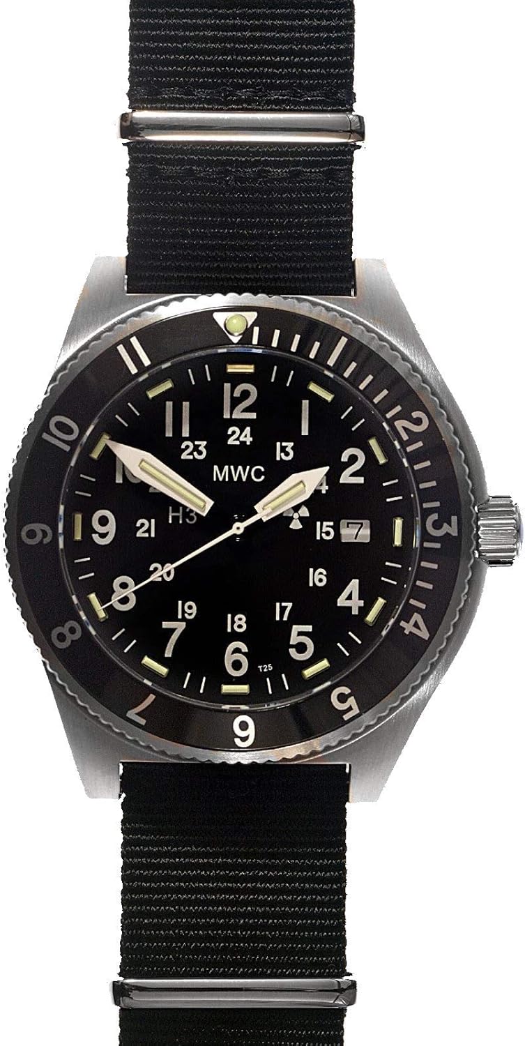 MWC Navigator Swiss Quartz Stainless Steel Black GMT Tritium 300m Date ...