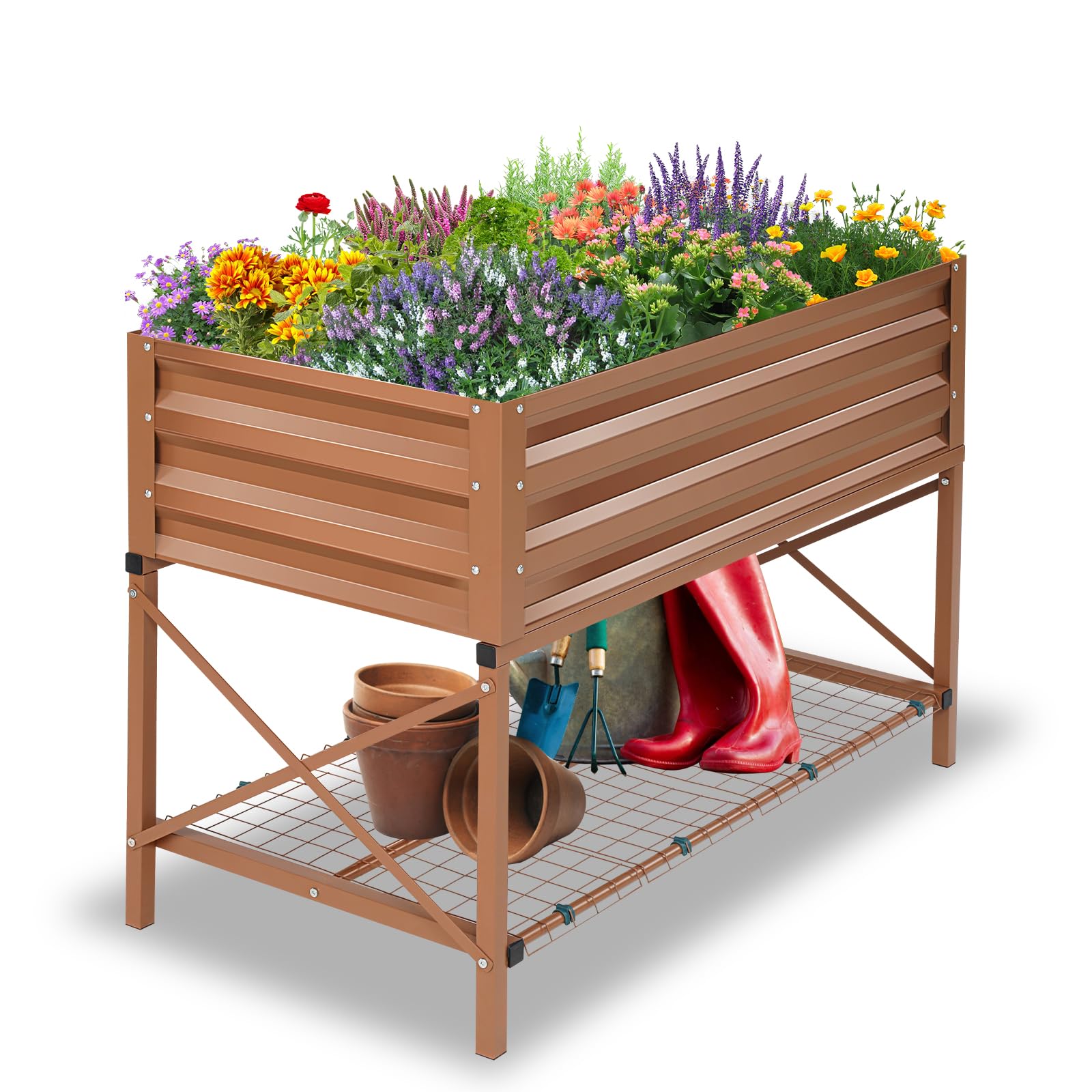 Homdox Galvanized Raised Garden Bed with Legs, 43×20×30in Large Metal ...