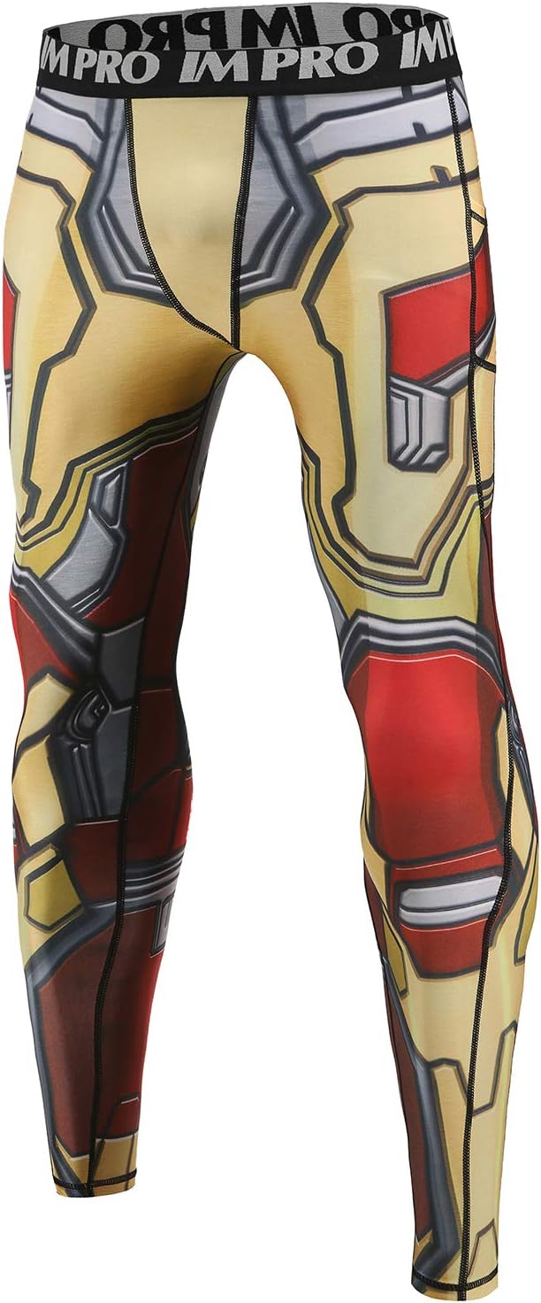 2 Pocket Iron Man Leggings 3D Printed Men's Compression Pants: Amazon ...