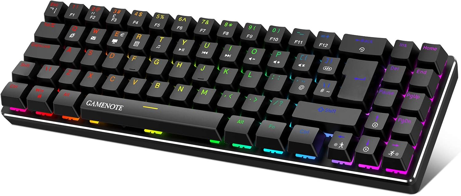 Gamenote 60% Wired Mechanical Gaming Keyboard Functional 72 Keys ...