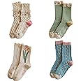 Amazon.com: 4 Pairs tulip Cute Socks, Women's Lace Ruffles Ankle Casual ...