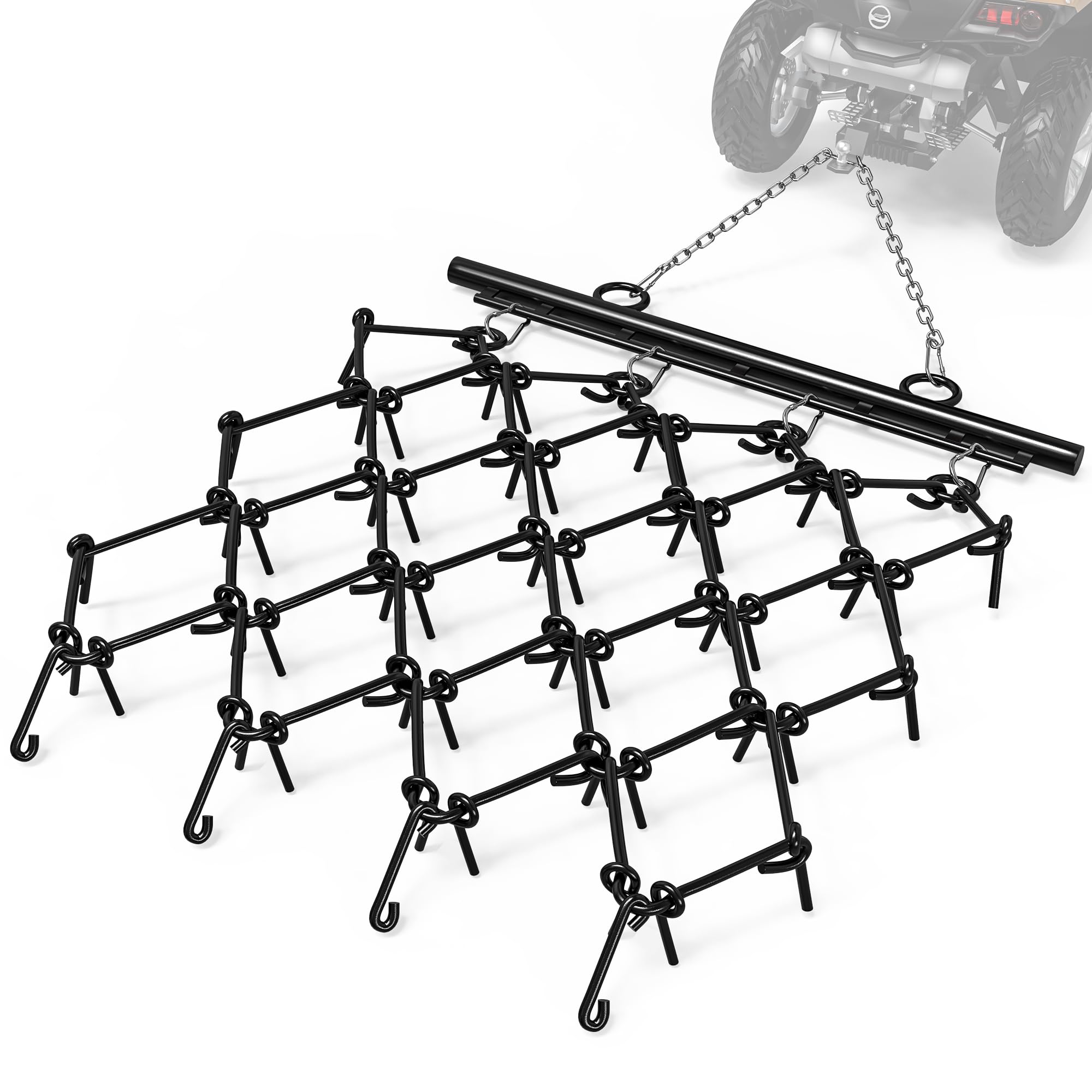 YINTATECH ATV Drag Harrow 5'W x 4.5'L, Heavy Duty Chain Harrow with 69 ...