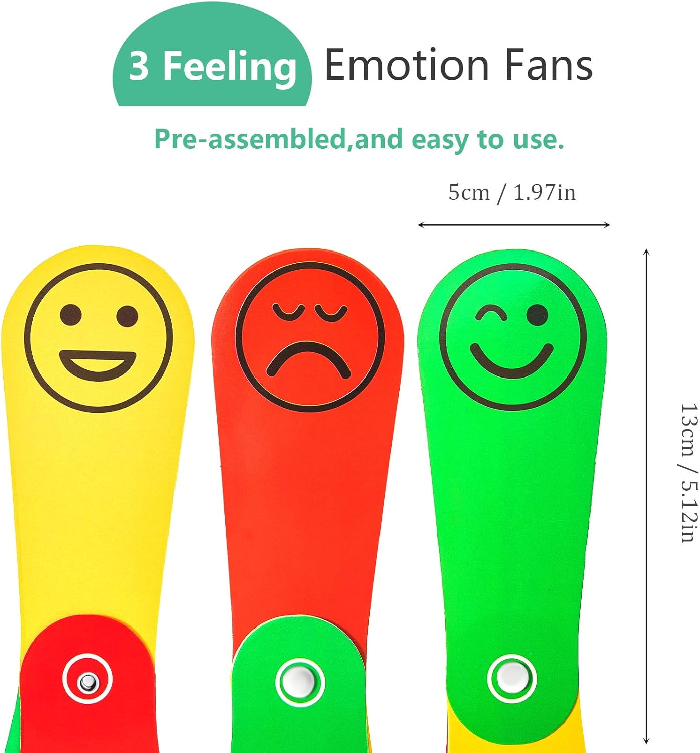 Jetec 3 Pieces Feeling Emotion Fans Traffic Light Fan Portable Emotion ...