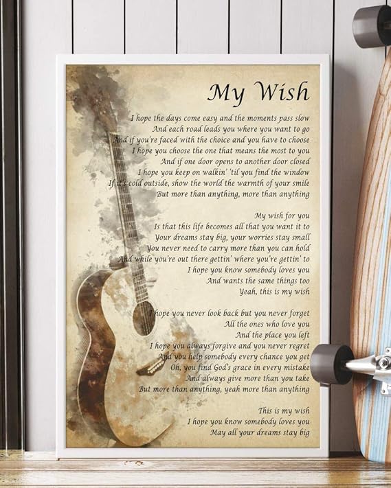 Amazon.com: Kapparo Decor Gift - My Wish Song Lyrics Portrait Poster ...