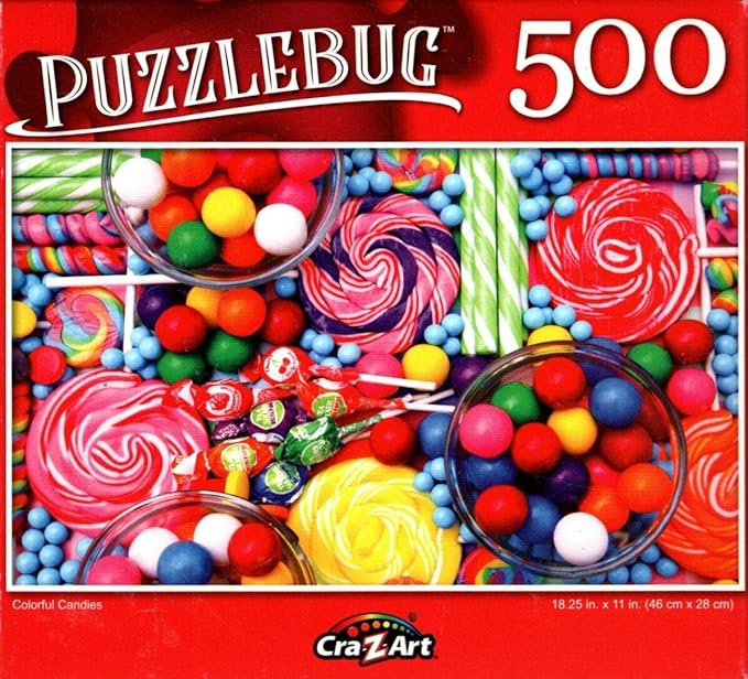 Colorful Candy Bar with Bubblegum and Lollipops 500 Piece Jigsaw Puzzle ...