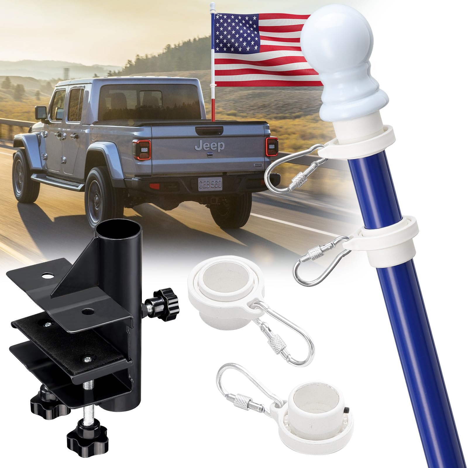 Truck Flag Pole Mount Kit,6ft Heavy Duty Truck Flag Pole Mount Kit ...