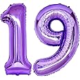 Amazon.com: Purple 19 Number Balloons, 40 Inch Giant Number 19 Balloons ...