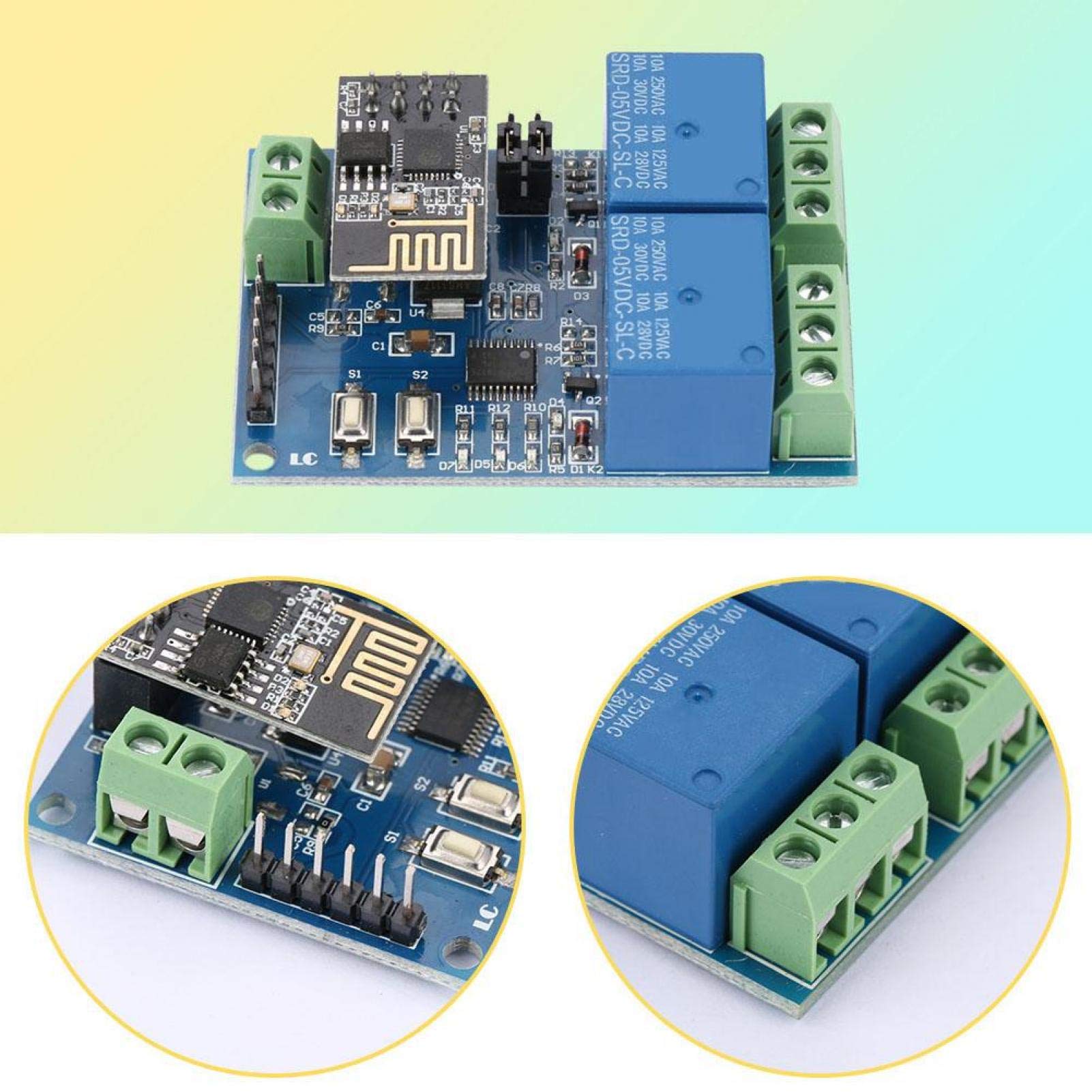 Mua ESP8266 Dual Channel Relay Module, IOT Smart Home Phone APP Remote Switch with Diode ...